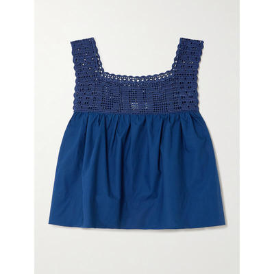 Calle Del Mar 女士 FW25 背心 Heirloom 钩编褶皱棉质府绸上衣