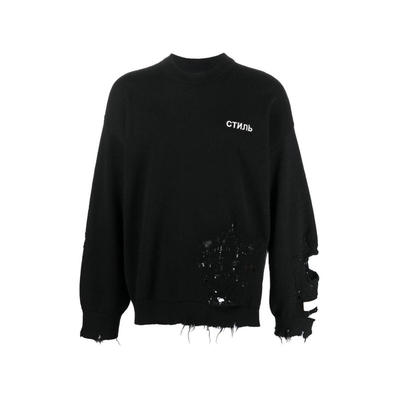 Heron Preston 男士 SS25 毛衣 CTNMB 徽标毛边针织