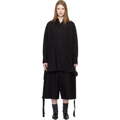 Yohji Yamamoto 山本耀司 女士 衬衫 黑色 Broad Button Detail
