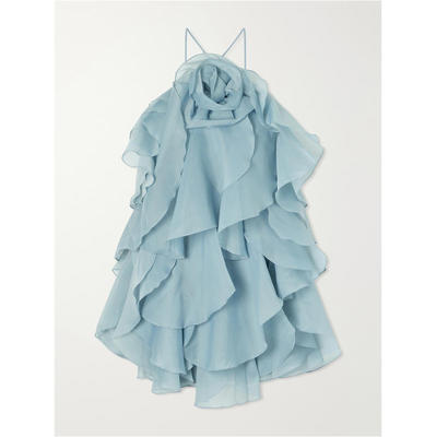 Aje 女士 FW26 礼服 Pandorea 嵌花荷叶边层叠感雪纺迷你连衣裙