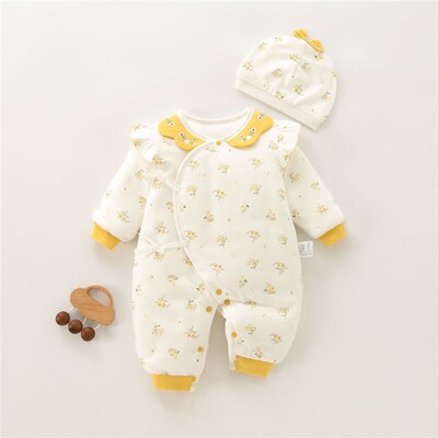 新生婴儿衣服冬季棉衣保暖加厚连身衣初生女宝棉服满月服软糯舒适