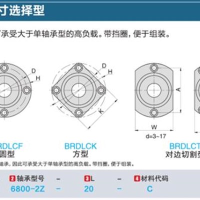 轴承座组a件带扣环双轴承BRDLCF-608/628/6800/6900/6000/6200ZZ-