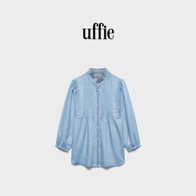 uffie于绘风琴褶牛仔刺绣娃娃衫