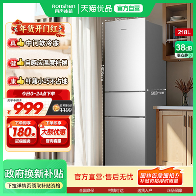 容声爆款直冷三门BCD-218GA1DE凯撒银冰箱