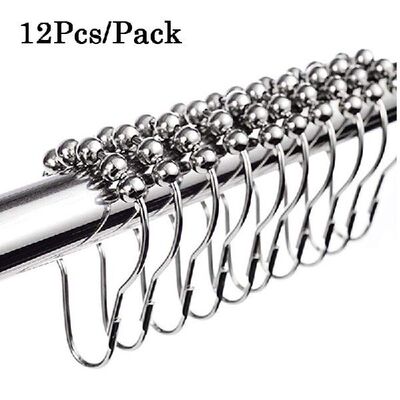 极速12a pcslot Rustproof Shower Curtain Hooks Rollerball Bat