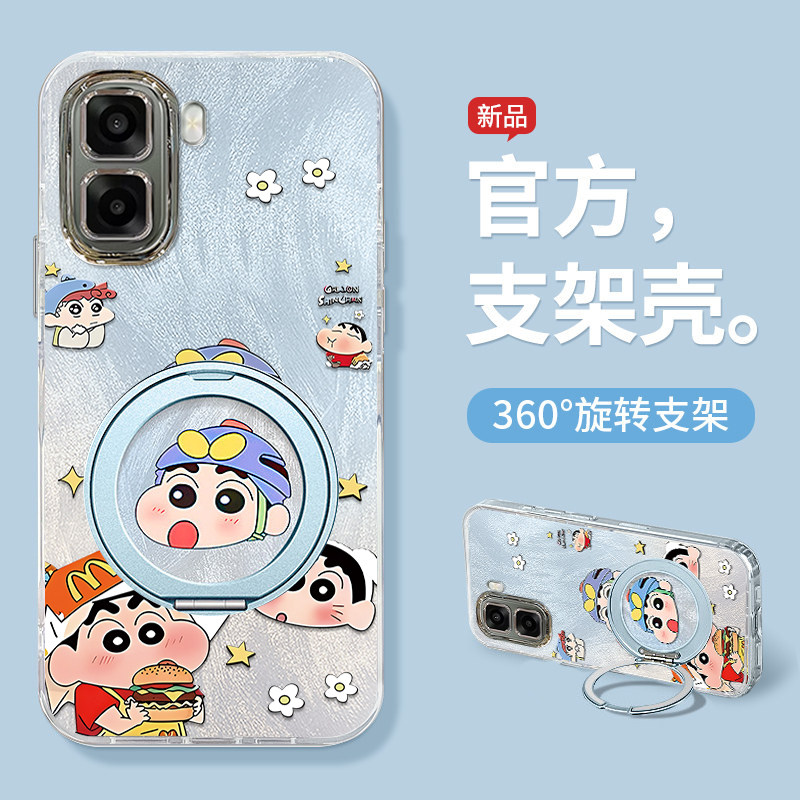 适用OPPOA6C手机壳新款卡通可爱时尚创意PMC110超人小新精孔羽纱保护套全包防摔外壳旋转支架
