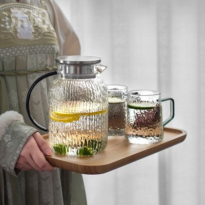 禾阳冷水壶玻璃耐高温大容量凉开水杯套装家用果汁壶冷泡壶凉水壶