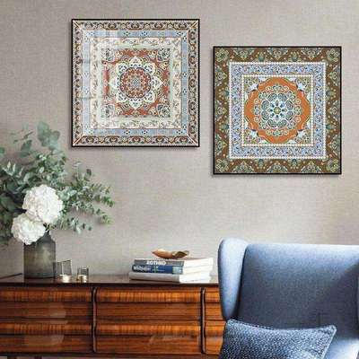 敦煌艺术藻井花纹装饰画客厅复古中式图案挂画民宿床头莫高窟壁画