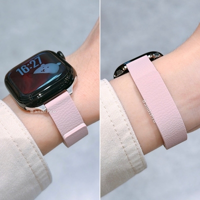 适用iwatch细款皮纹磁吸硅胶表带