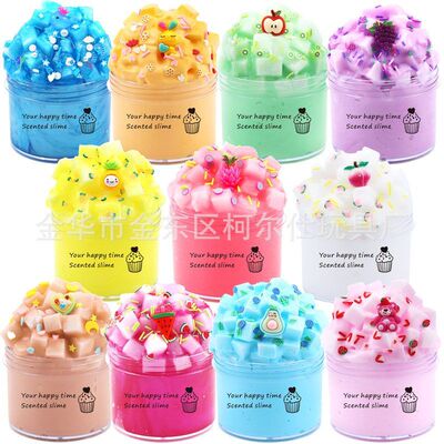 新款AMZ史莱姆胶slime kit 椰果泥软陶切片水晶泥玩具50ml套装