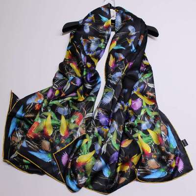 极速New gdorgeous bird figure digital inkjet silk silk scarf