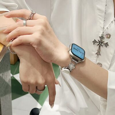 适用于vivo watchGT细款闪钻四叶草链条皮质表带iQOO watchGT表带