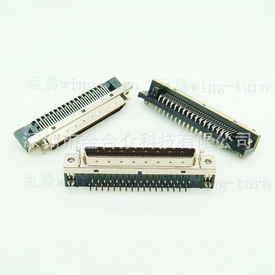 运腾MDR68ML-90scsi插头弯针插针PCB公头68芯DB型弯脚插针