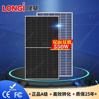 LONGI隆基太阳能光伏发电板600W580w双面双玻全新A品电板质量保证
