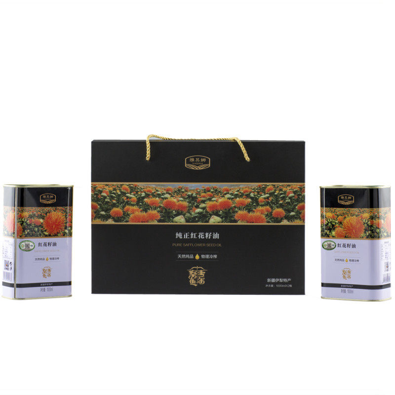 雅其娜新疆有机红花籽油2*1L礼盒物理压榨一级营养健康新疆食用油