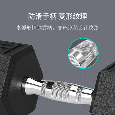 PROIRON/普力艾六角纯钢哑铃包胶男士健身哑铃家用健身房专用