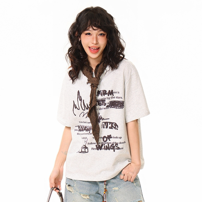 设计感手绘涂鸦复古短袖