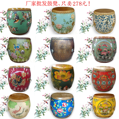 极速实木a鼓凳彩绘鼓凳明清古典换鞋凳仿古圆凳沙发凳矮凳子中式