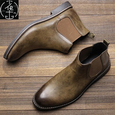 极速40~46 Chelse Bootrs Men Comfortble Fshion Lether Shoes
