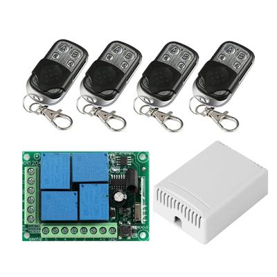 12V无线遥控开关4路10A继电器接收模块拉网船车库门禁遥控 KR1204