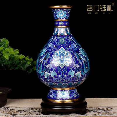 名门钰礼景泰蓝蟠龙献瑞花瓶
