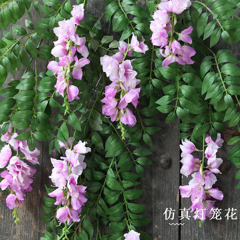 壁挂藤条花绢花三叉灯笼花软装室内装饰花假树叶婚庆布置真