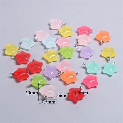 极速Colorful Star Charms Resin Candy Color Pendants KYeychai