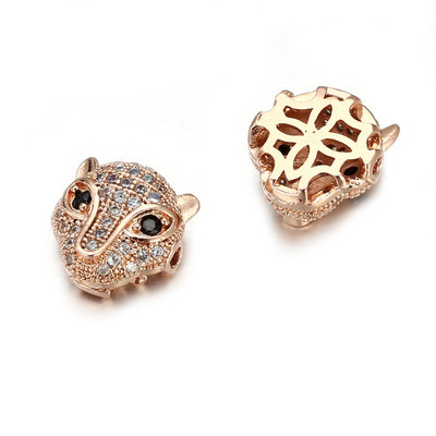 极速Jewelry handmade  csopper inlaid zirconium leopard head