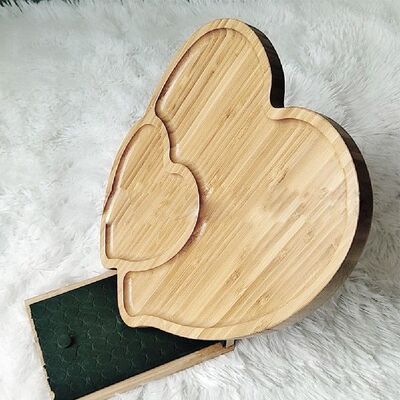 极速Home Decor Double Heart Shape Bamboo SerOving Tray Dinne