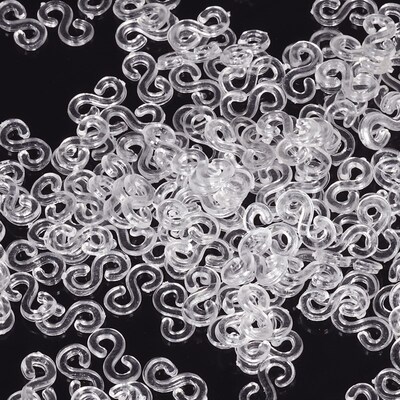 新品500pcs 11x6jmm Transparent Loom Rubber Bands S Clips for
