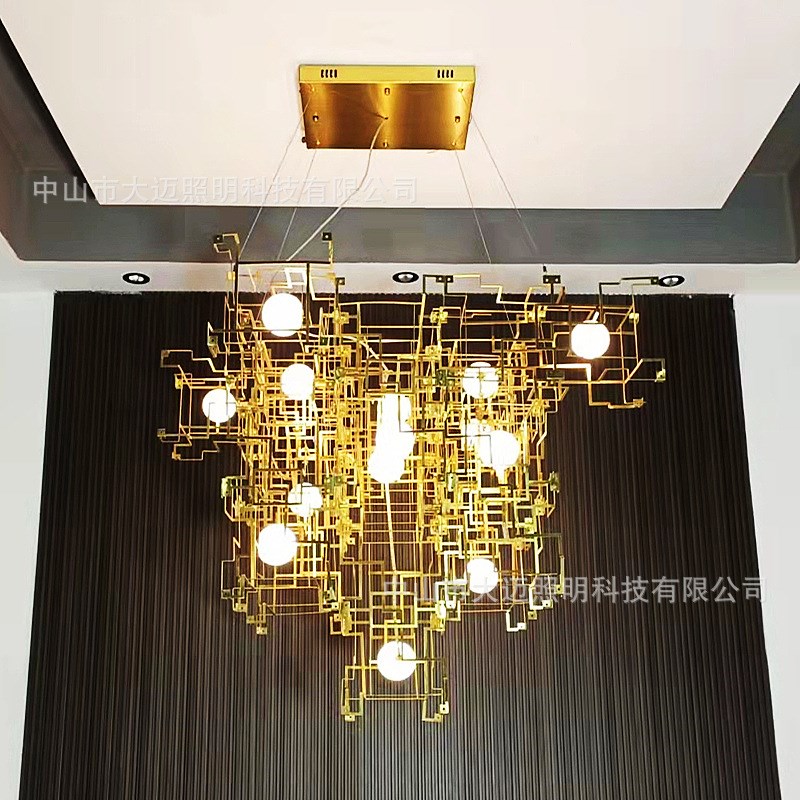 售楼部酒店大堂水晶灯创意个性光立方沙盘餐饮客厅宴会厅复古吊灯