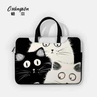 可爱猫咪笔记本手提电脑包适用苹果macbookair13华为matebookd联想小新pro14内胆包戴尔华硕15.6荣耀16保护套