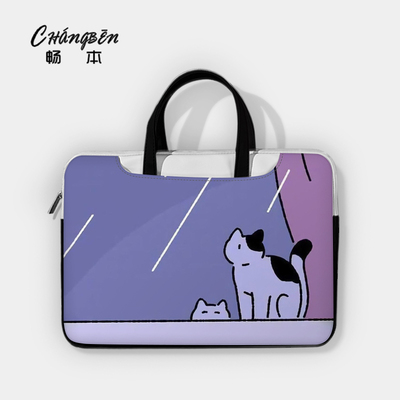 可爱猫咪笔记本手提电脑包适用苹果macbookair13华为matebookd联想小新pro14内胆包戴尔华硕15.6荣耀16保护套