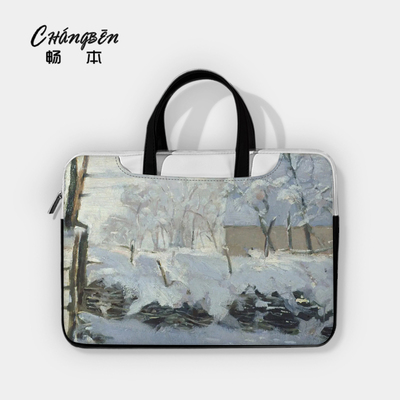 油画笔记本电脑包手提适用苹果macbook华为联想小新pro14拯救者机械革命华硕天选air戴尔16内胆保护套15点6寸