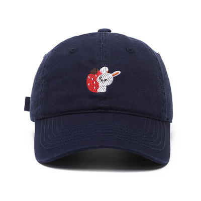 FREE RABBITⅡ 可爱兔子草莓刺绣休闲遮阳大头围显脸小鸭舌帽