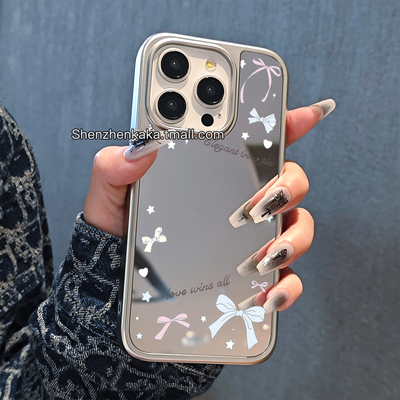 C家同款平替MagSafe磁吸带镜子18promax手机壳森林早报系列16plus欧美轻奢iPhone17小米15高档蝴蝶结pura9