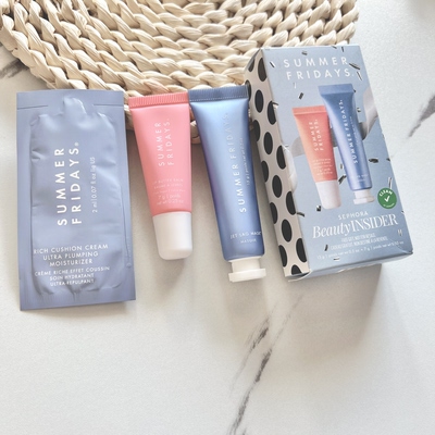 summer fridays pink sugar唇膏7g+保湿时差面膜15g+面霜2ML套装