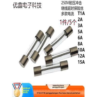 5*20/6X30mm 绕线慢熔断音响玻璃保险丝管 T1AL/2A/3A/5A-20A250V