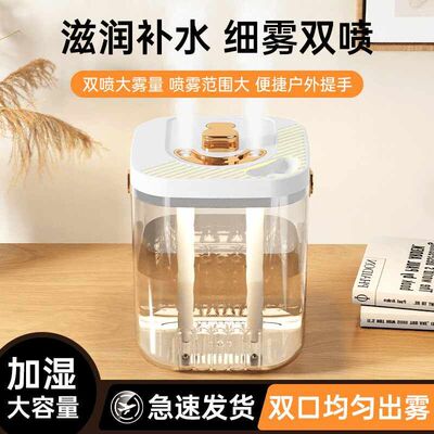 双喷头母婴加湿器usb办公室卧室便携大容量静音大喷雾带氛围灯