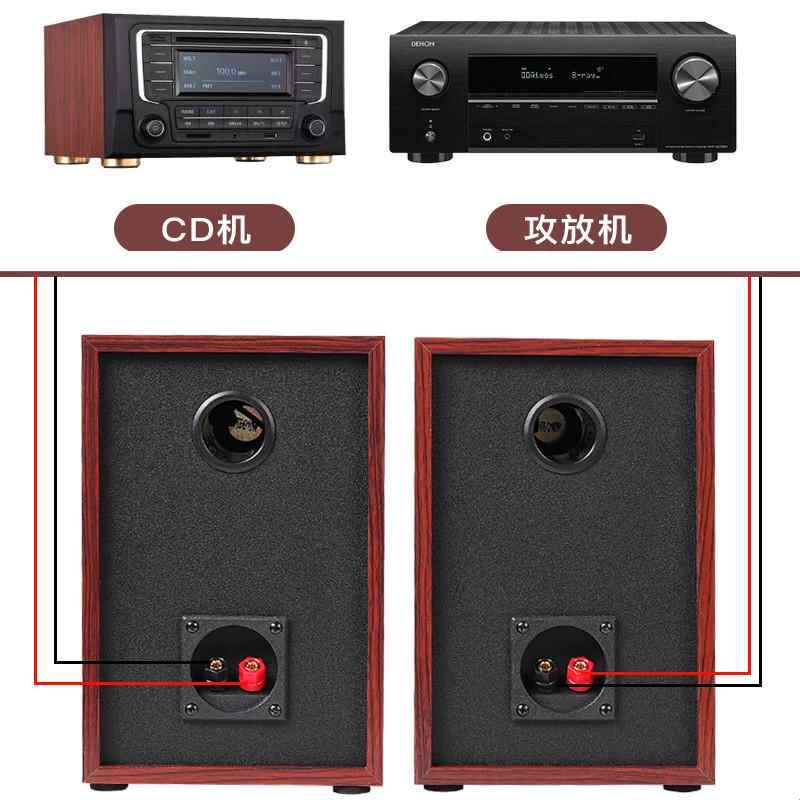 4寸2分频桌面书架无源书架音箱环绕家用木质音箱搭配车载cd机功放