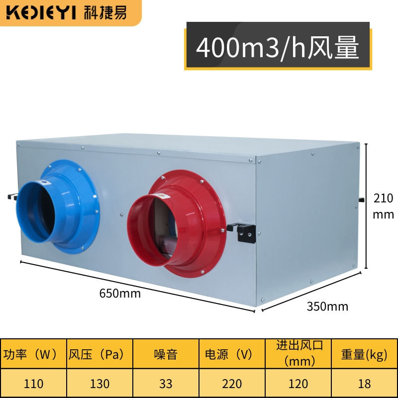 科捷易双向流静音新风机家用室内换气排送风通风中央新风系统商用