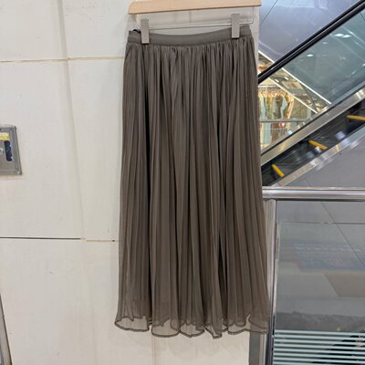 743-16805 欧洲站2026秋季百褶半身裙女松紧腰显瘦减龄A字中长裙