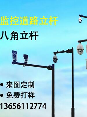 小区监控立杆道路八角杆立柱3.5米4米5米6 米标志牌立柱F杆热镀锌