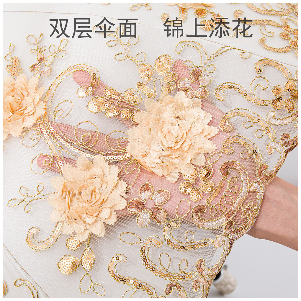 刺绣太阳伞女高档遮阳伞防晒防紫外线双层蕾丝折叠晴雨伞黑胶绣花