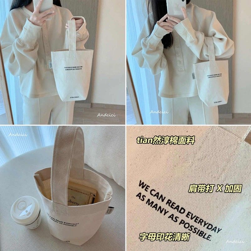 ANDCICI@ins风简约设计感小书包mini手提帆布遛弯很随意的包拎袋