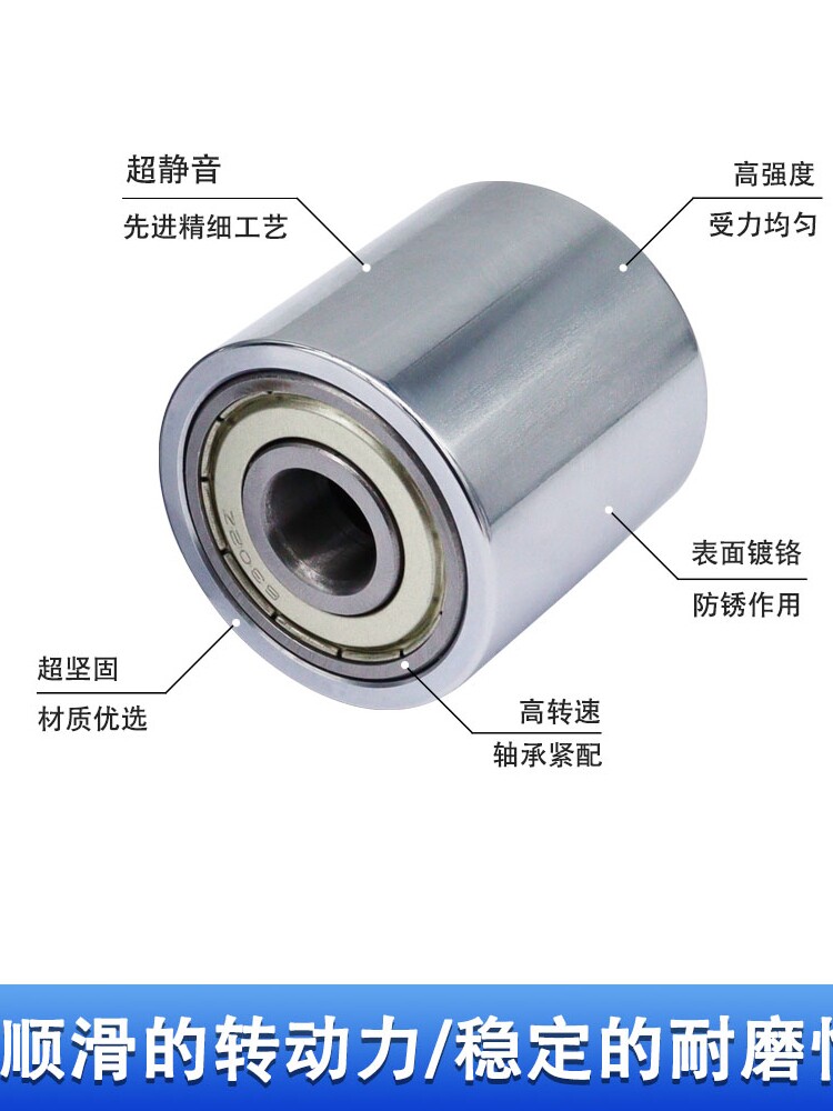 电镀平皮带线滚筒惰轮双轴承套砂带机铁轮从动轮轨道轮无动力压轮