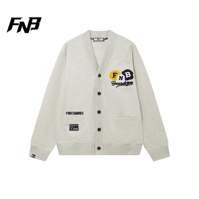 FNB美式潮牌2026年春季新款男女同款情侣卫衣开衫棒球服外套