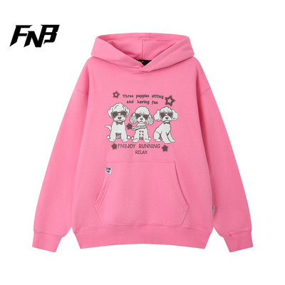 FNB美式高街潮牌连帽卫衣秋季男女卡通印花宽松帽衫潮流情侣上衣