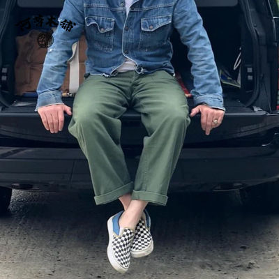 阿曹本铺军绿OG107工装裤男