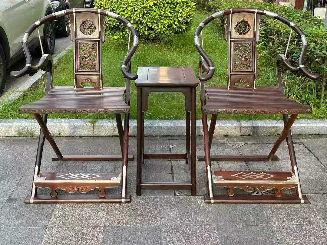 明式红木家具老挝大红酸枝头把交椅主人椅王世襄折叠椅靠背椅无补
